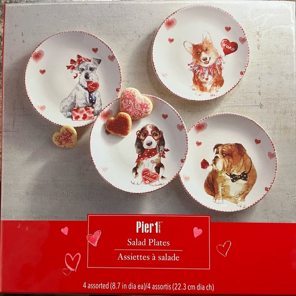 Pier 1 | Other | Pier Imports Dog Valentines Day Salad Plates | Poshmark